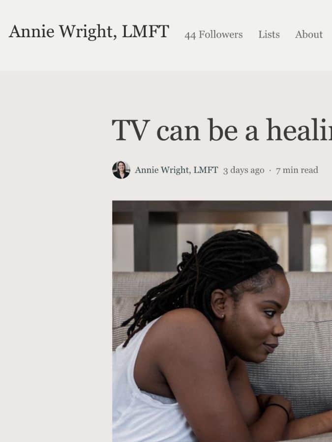 TV can be a healing tool. | Annie Wright, LMFT | Medium - Annie Wright - Relational Trauma ...